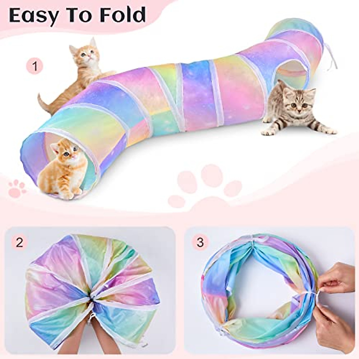 pickyNproud Cat Tunnel, S-Shape Cat Tunnels for Indoor Cats Foldable Cat Toys Cute Cat Tube with Mouse Toy Pet Cat Stuff