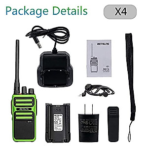 Retevis RB17A Long Range Walkie Talkies, GMRS 5W High Power 2 Way Radios with Earpiece and Mic, Rugged, Durable, for Jobsite Construction Industrial(Green,4 Pack)