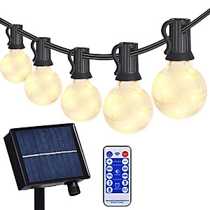 UC Outdoor String Lights, 30Pcs G40 Bulbs Globe Solar String Lights Waterproof Patio Decorative String Lights Outdoor with Remote for Backyard Garden Cafe Bistro Wedding Party,Warm White