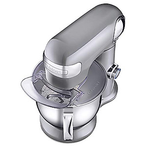 Cuisinart Stand Mixer, 12 Speeds, 5.5-Quart Mixing Bowl, Chef's Whisk, Flat Mixing Paddle, Dough Hook, and Splash Guard with Pour Spout, Silver Lining, SM-50BC