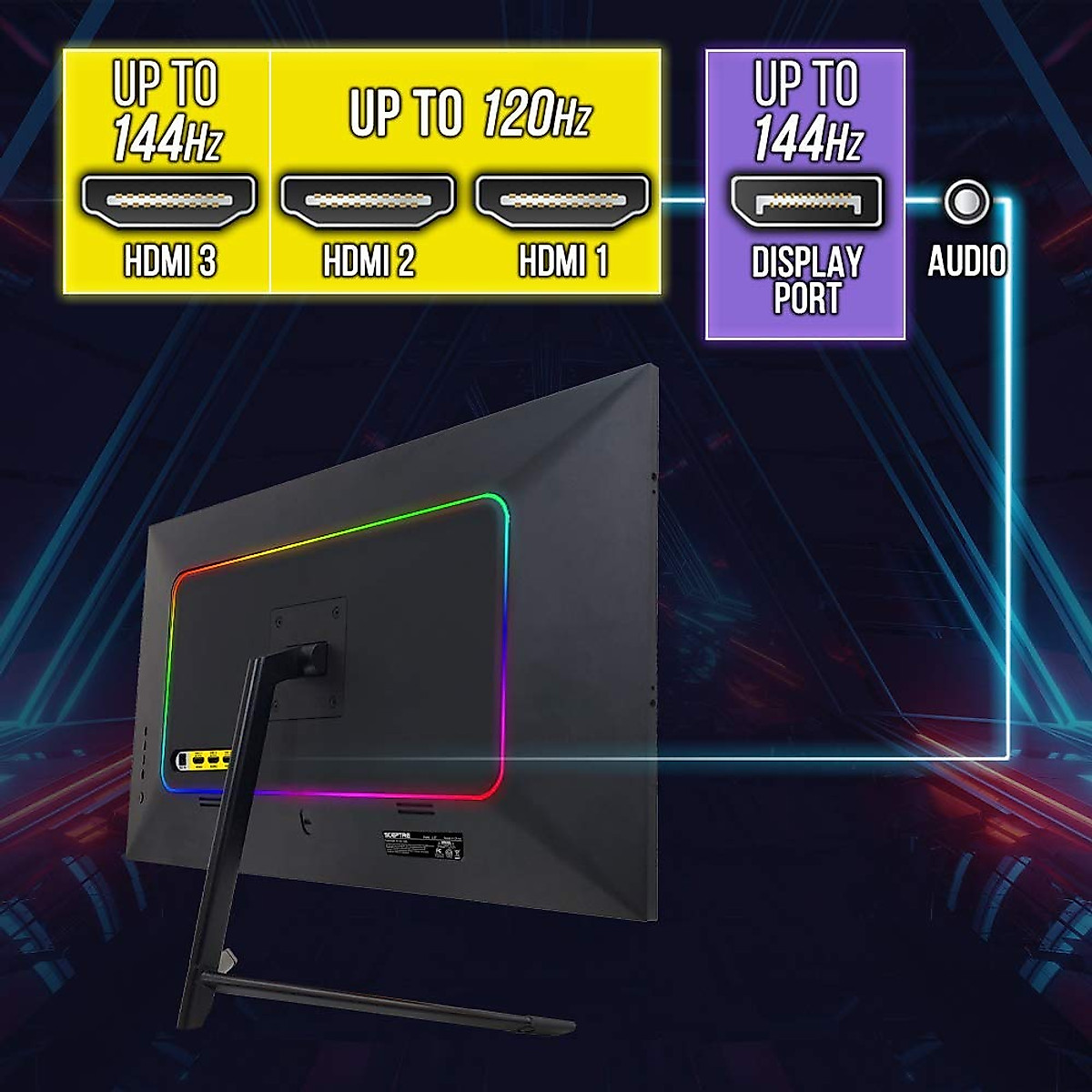 Sceptre 27-inch FHD 1080p IPS LED Gaming Monitor 1ms HDMI x3 DisplayPort up to 144Hz AMD FreeSync Premium Build-in Speakers, Edgeless Machine Black (E275B-FPN168)