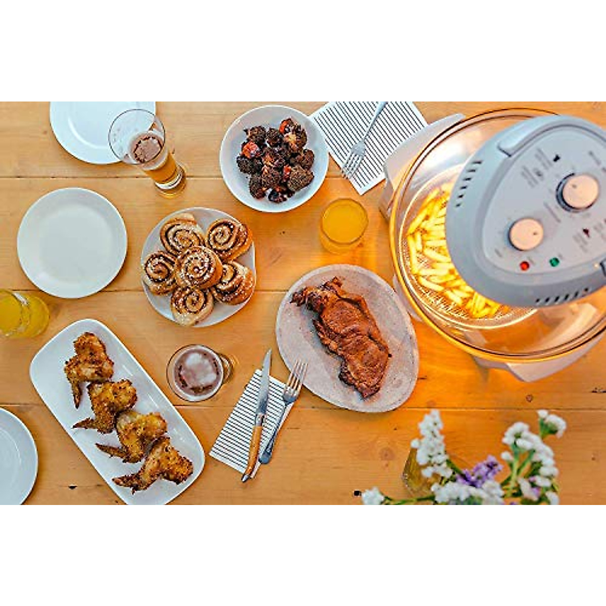 Big Boss 16Qt Large Air Fryer Oven – Extra Large Halogen Oven Cooker with 50+ Air Fryers Recipe Book for Quick + Easy Meals for Entire Family, AirFryer Oven Makes Healthier Crispy Foods – Black