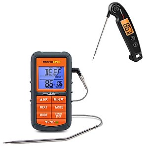 ThermoPro TP605 Instant Read Digital Meat Thermometer for Cooking + ThermoPro TP06B Digital Grill Meat Thermometer with Probe