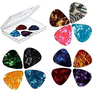 LYNNELEE Guitar Picks Multi Color Includes Thin, Medium, Heavy Felt with Storage Box Case for Ukulele, Guitar, Bass (12picks)