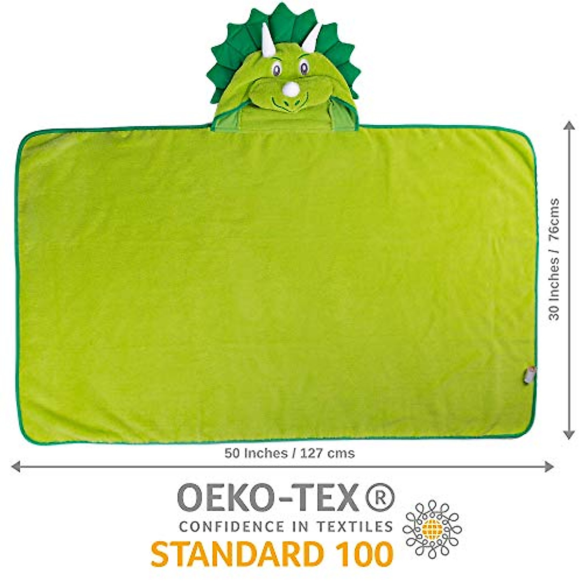 Little Tinkers World Premium Hooded Towel for Kids | Dinosaur Design | Ultra Soft and Extra Large | 100% Cotton Bath Towel with Hood for Girls & Boys