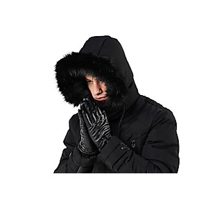 WEEN CHARM Men's Warm Parka Ski Jacket Water Resistant Puffer Jacket Long Winter Coat with Detachable Hood Faux-Fur Trim