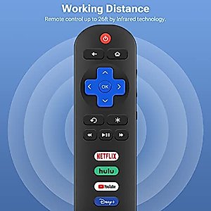 Gvirtue Remote Control Replacement for All Roku TV, Compatible for TCL, Hisense, Sharp, Insignia, ONN, Element, Westinghouse, Philips Roku Series Smart TVs, with Netflix, Hulu, YouTube, Disney+