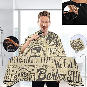 visesunny Vintage Hairdressing Pattern Barber Cape Anti-Static Hair Cutting Cape with Snap Closure Professional Salon Polyester Beard Shaving Bib Water-Resistant Hairdressing Cape Adjus