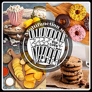 Whaline 200Pcs Movie Night Paper Popcorn Bags 2 oz Black and White Stripe Flat Bottom Popcorn Container Grease Resistant Large Sleeve Popcorn Bucket Disposable for Retro Movie Themed Party Carnival