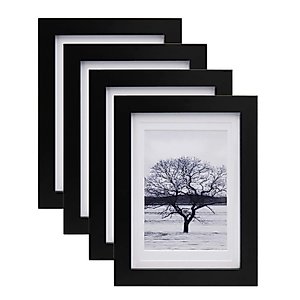 Egofine 5x7 Picture Frames Set of 4, Made of Solid Wood Covered by Plexiglass 3.5x5 and 4x6 with Mat or 5x7 without Mat, for Table Top Display and Wall Mounting Photo Frame White