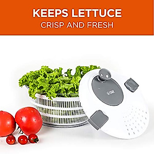 COMMERCIAL CHEF Salad Spinner with Salad Serving Bowl, Wash Vegetables like Romaine Lettuce, Yellow Tomatoes, and More, Salad Spinner Kitchen with Lock Top and Salad Bowl for Serving