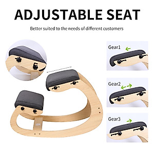 Ergonomic Kneeling Chair Adjustable Rocking Knee Chair Posture Chair for Desk,Wood Grey Home Office Kneeling Stool and Kneel Chair