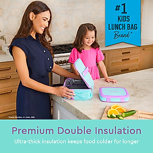 Bentgo® Kids Lunch Bag - Durable, Double-Insulated Lunch Bag for Kids 3+; Holds Lunch Box, Water Bottle, & Snacks; Easy-Clean Water-Resistant Fabric & Multiple Zippered Pockets (Mermaid)