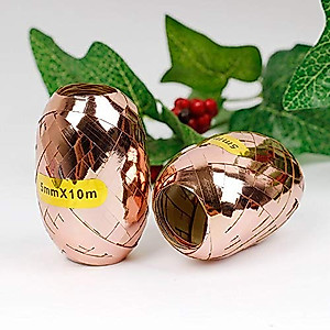 Teemico 60m 6 Rolls Rose Gold Ribbon Gift Ribbon Curling Ribbon for Wedding Birthday Party Decor Balloons Accessories Gifts (Rose Gold)