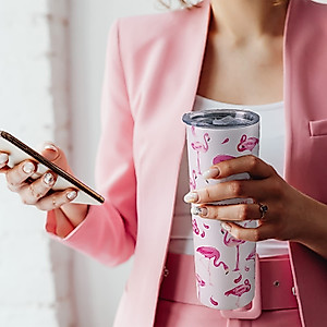 Flamingo Gifts for Women - Pink Insulated Double Wall Stainless Steel 20 Oz Coffee Cup Tumbler, Water Bottle, Drinking Glasses - Cute Inspirational Gift