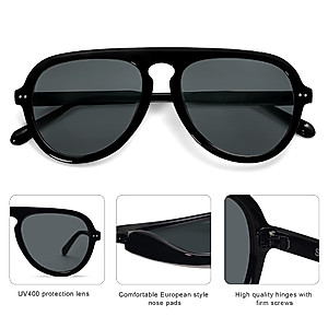 SOJOS Retro Aviator Sunglasses Womens Mens Vintage Plastic Frame Shades Lentes De Sol Para Mujer SJ2255 Black