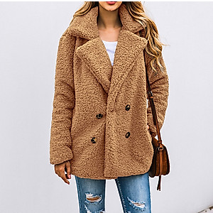 PRETTYGARDEN Women's Fashion Winter Coat Sherpa Fleece Faux Fur Shearling Oversized Trendy Jackets Warm Outerwear (Style Two Camel,Small)