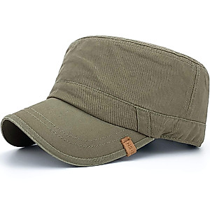 REDSHARKS Short Brim Cadet Caps for Men Cool Cadet Hats for Women Ponytail Army Olive Green
