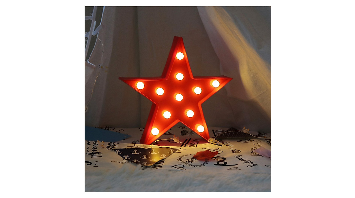 Red Star Marquee Light - Battery-Operated LED Wall Decor