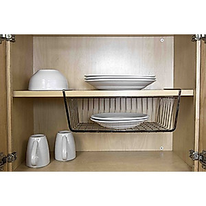 Home Basics Under The Shelf Storage Basket - Large - Onyx