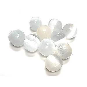 Zentron Crystal Collection Tumbled Selenite Pieces - 1" Stones in Velvet Bag (5)