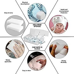 POWOBEST Magic Erasers Sponge, 100 Pack Extra Premium Melamine Sponge Foam Cleaning Pads in Bulk, Non-Scratch Scrub Sponge, Household Cleaning Kitchen Dish Sponges (White)
