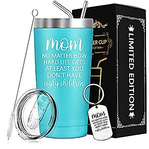 SpenMeta Gifts for Mom - Birthday Gifts for Mom from Daughter, Son, Husband - Mom No Matter What/ugly Children, Christmas Gifts for Mother, Mothers Day Gift Idea - 20oz Mom Tumbler
