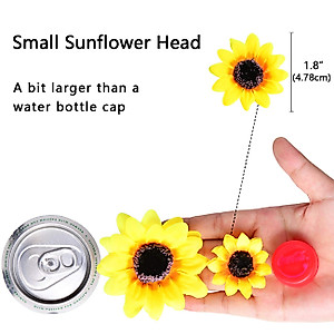 KINWELL 100pcs Mini Artificial Silk Yellow Sunflower Heads 1.8" Fabric Floral for Home Decoration Wedding Decor, Bride Holding Flowers,Garden Craft Art Decor