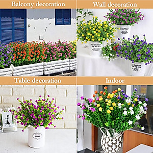 Summer 18 Pack Artificial Flowers Outdoor UV Resistant Greenery Shurbs,Fake Boxwood Stems for Outside Hanging Planter Porch Garden Windowsill Indoor Home Wedding Farmhouse Decor (Pink)