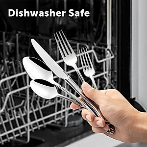 KINGSTONE Silverware Set, 40-piece 18/10 Stainless Steel Flatware Set Cutlery Set for 8, for Kitchen, Home, Wedding, Party, Mirror Polished and Dishwasher Safe, Featured Gifts
