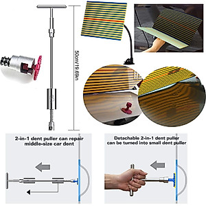 Fly5D Complete Paintless Auto Dent Removal Tools Set, PDR Dent Puller Kit for Autobody Repair of Dents with Different Aluminum Dent Pull Tabs Can Be Reused Countless Times