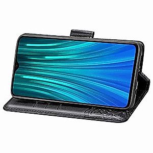 MEIKONST Xiaomi Redmi Note 8 Pro Case, Elegant Embossed Black Butterfly Soft PU Leather Flip Wallet Case with Stand Magnetic Closure Protective Cover for Xiaomi Redmi Note 8 Pro,SD Black Butterfly