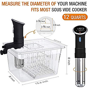 HOMENOTE Sous Vide Container 12 Quart with Lid & Rack and Sleeve - BPA Free Complete Sous Vide Accessories Kit with Cookbook For Anova and Most Sous Vide Cookers