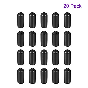 DMiotech 20 Pack 1/4"(6mm) ID Black Screw Thread Protectors Rubber End Caps Bolt Covers for Screw Bolt Furniture Pipe