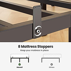 Marsail Queen Size Bed Frame, 14-Inch High Platform Bed with Steel Slat Support, Mattress Stoppers & Rounded Corners, Heavy-Duty Metal Platform, 1600 lbs Max Weight, No Box Spring Needed, MSBFQ02
