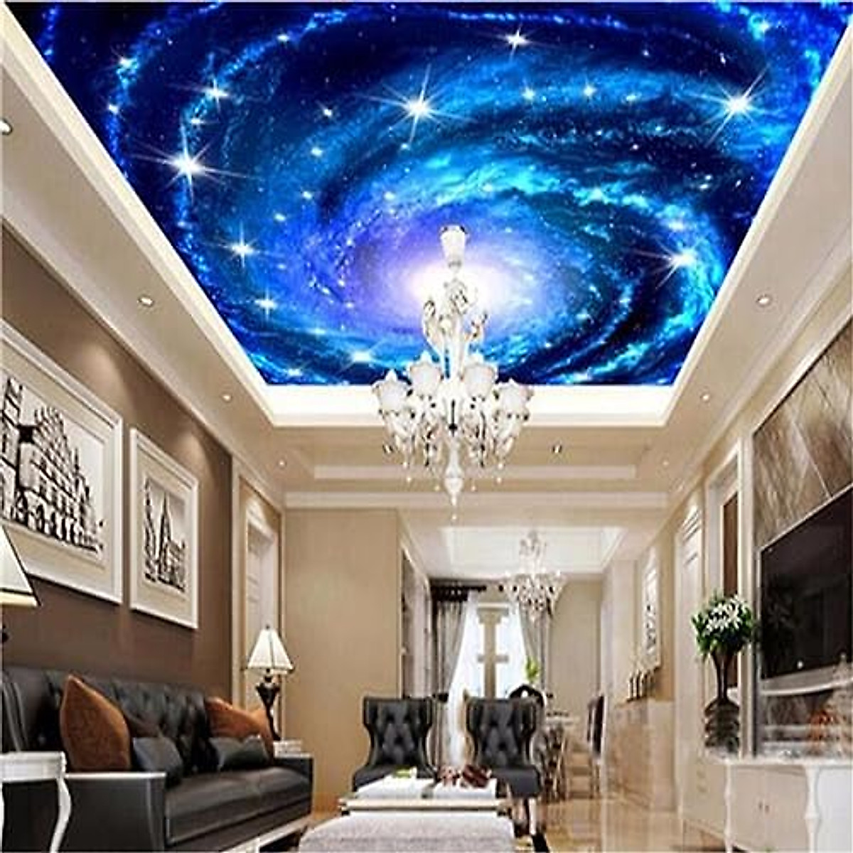 Intergalactic Universe 3D Mural Wallpaper, Ceiling Star Galaxy Nebula Removable Wall Mural | Self-Adhesive Large Wallpaper for Bedroom Office Living Room Home Wall Artwork Decor-59"H x 98"W
