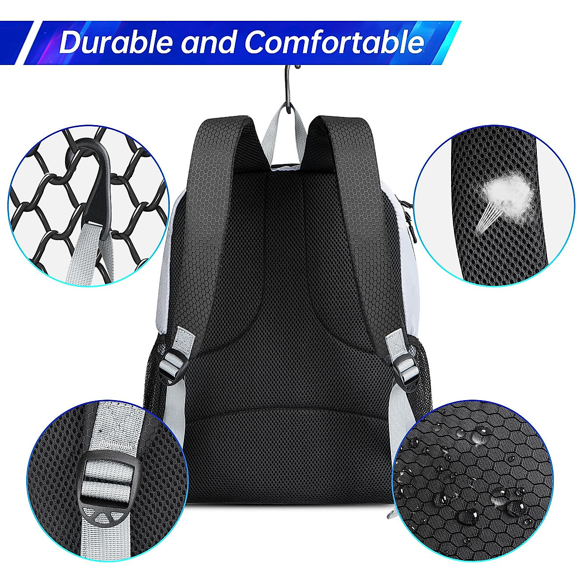 YOREPEK Pickleball Bag Backpack with Shoe Compartment, Fence Hook for Men Women, Large Capacity Pickleball Paddle Bags Hold Paddles, Pickleballs, Clothes Shoes and Pickleball Accessories, Bag Only