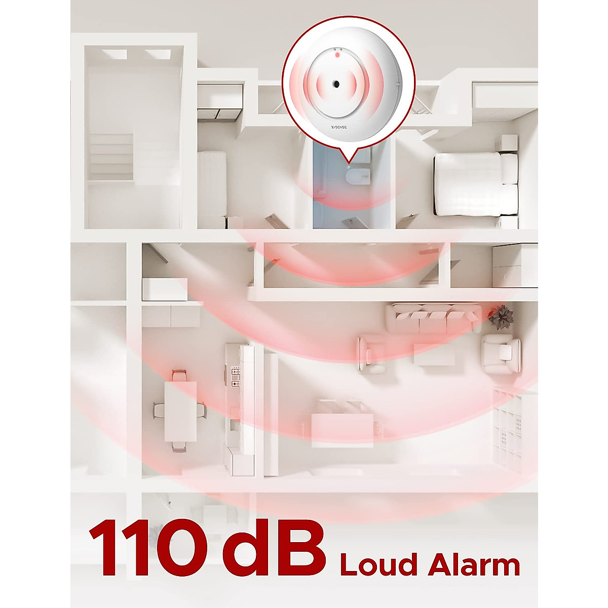 X-Sense Water Leak Detector, Water Sensor Alarm, Mini Water Detector Alarm with 110 dB Audio Alarm, Battery-Powered, Water Alarms for Basements, Sinks, Tanks, Pools, Model WS01