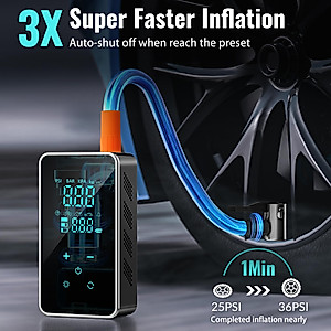 Tire Inflator Portable Air Compressor-Air Pump for Car-18000mAh Electric Air Compressor-Portable Air Pump Cordless-150 PSI Tire Pump with Touch Screen/Gauge/Light for Motorcycle, Bike, Ball(Black).