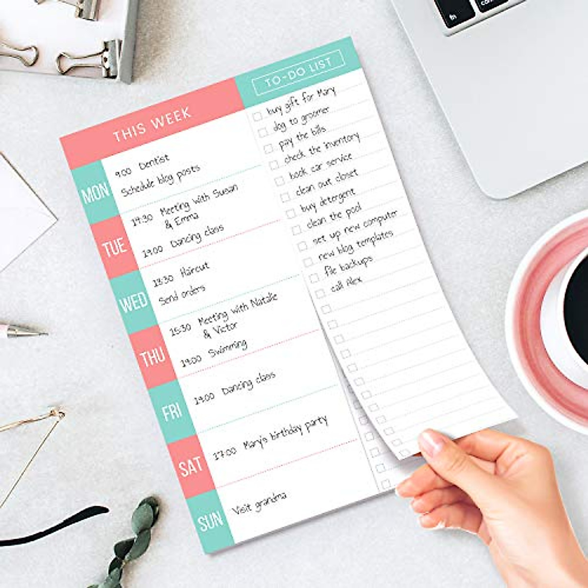 Daily Planner by Sweetzer & Orange - Undated 2023 Planner Plus to Do List – Teal/Orange Magnetic Weekly Planner and Day Planner Notepad - Organizer Planners for College Student, Office or Home