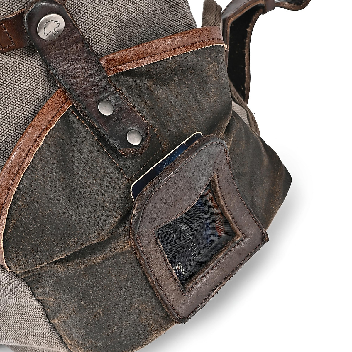 TSD The Same Direction Tapa Canvas Backpack | Vintage Backpack | Large Canvas Backpack with Genuine Leather Accents | For Laptop - Retro Backpack (Grey)