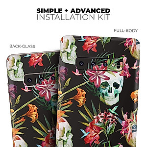 DesignSkinz Tropical Skull Floral Protective Vinyl Decal Wrap Skin Cover Compatible with The Samsung Galaxy S20 (Screen Trim & Back Glass Skin)