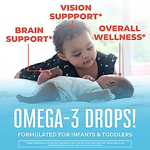MaryRuth's Infant and Toddler Omega-3 Liquid Drops by | 200mg DHA and 2mg EPA Per Serving | Overall Wellness and Healthy Development | Unflavored | 1 Fl Oz