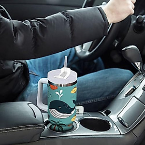 Burbuja Cute Marine Animals 40oz Insulated Tumblers with Handle and Straw Lid, Double Wall Stainless Steel Travel Mug Leak-Proof, BPA Free, Gift for Mom Dad