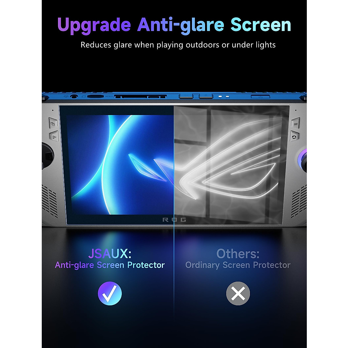 JSAUX ROG Ally Screen Protector 2-Pack, Anti Glare 9H Hardness Tempered Glass Screen Protector with Guiding Frame, 7 inch Anti-Scratch Screen Protector for ASUS ROG Ally/ASUS ROG Ally X 2024
