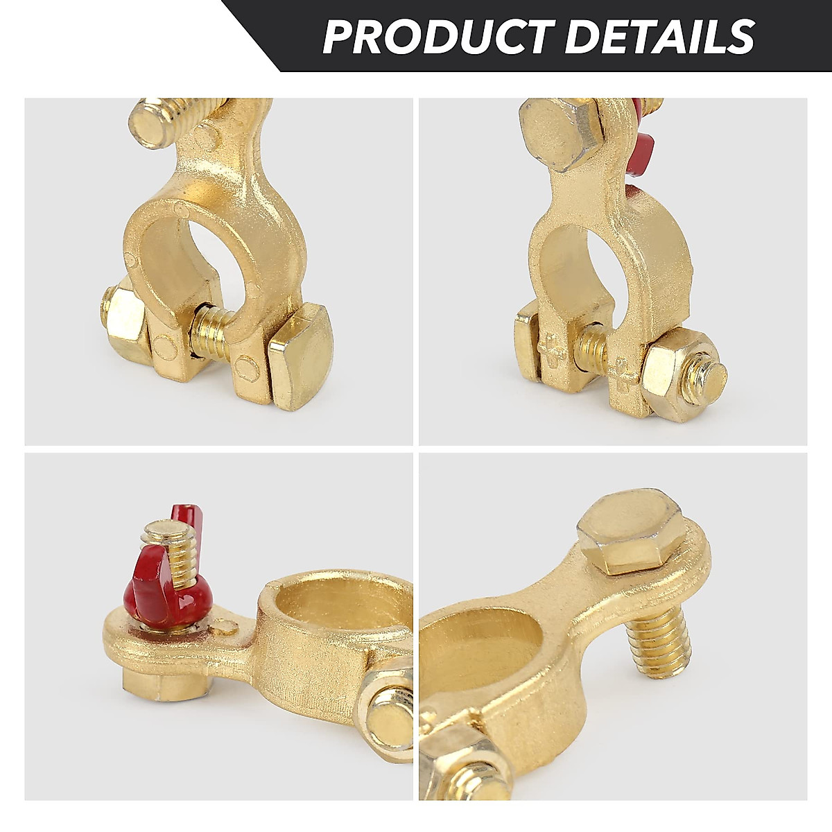 SINGARO Car Battery Terminal Connector, Pure Copper Cable End Top Post Clip Positive and Negative Pole, Applicable to Automobile, Truck, RV and Yacht Accessories