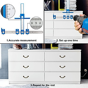 Cabinet Hardware Jig, Punch Locator Drill Guide,Wood Drilling Dowelling Guide for Installation of Handles Knobs on Doors and Drawer, Cabinet Template Tool for Handles and Pulls