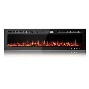 PAOLFOX 70 inch Electric Fireplace Insert,Electric Wall Mounted,Wall with Remote Control,Linear Fireplace,Led Fireplace,Electric Recessed,9 Flame Colors… Black