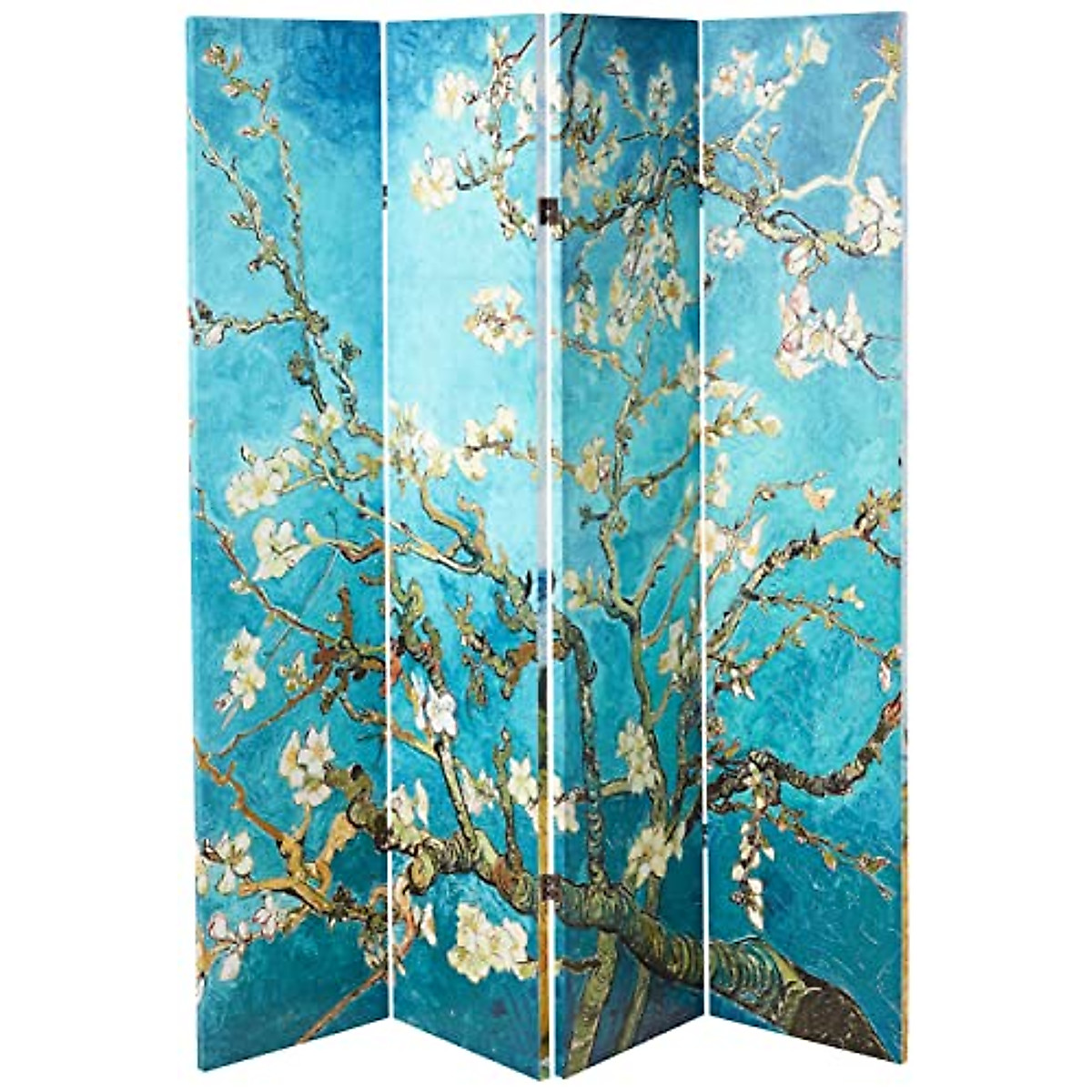 Oriental Furniture 6 ft. Tall Double Sided Works of Van Gogh Canvas Room Divider - Almond Blossoms/Wheat Field