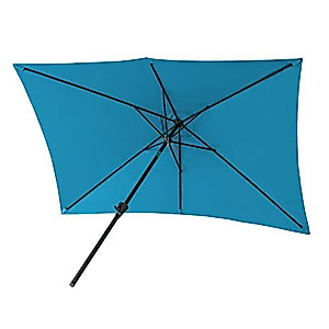 C-Hopetree Rectangular Outdoor Patio Market Table Umbrella with Tilt 6.5 x 10 ft, Aqua Blue
